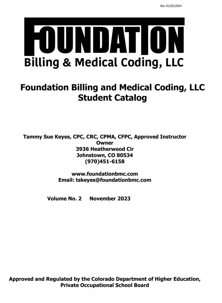 Student Catalog - Foundation Billing & Medical Coding, LLC
